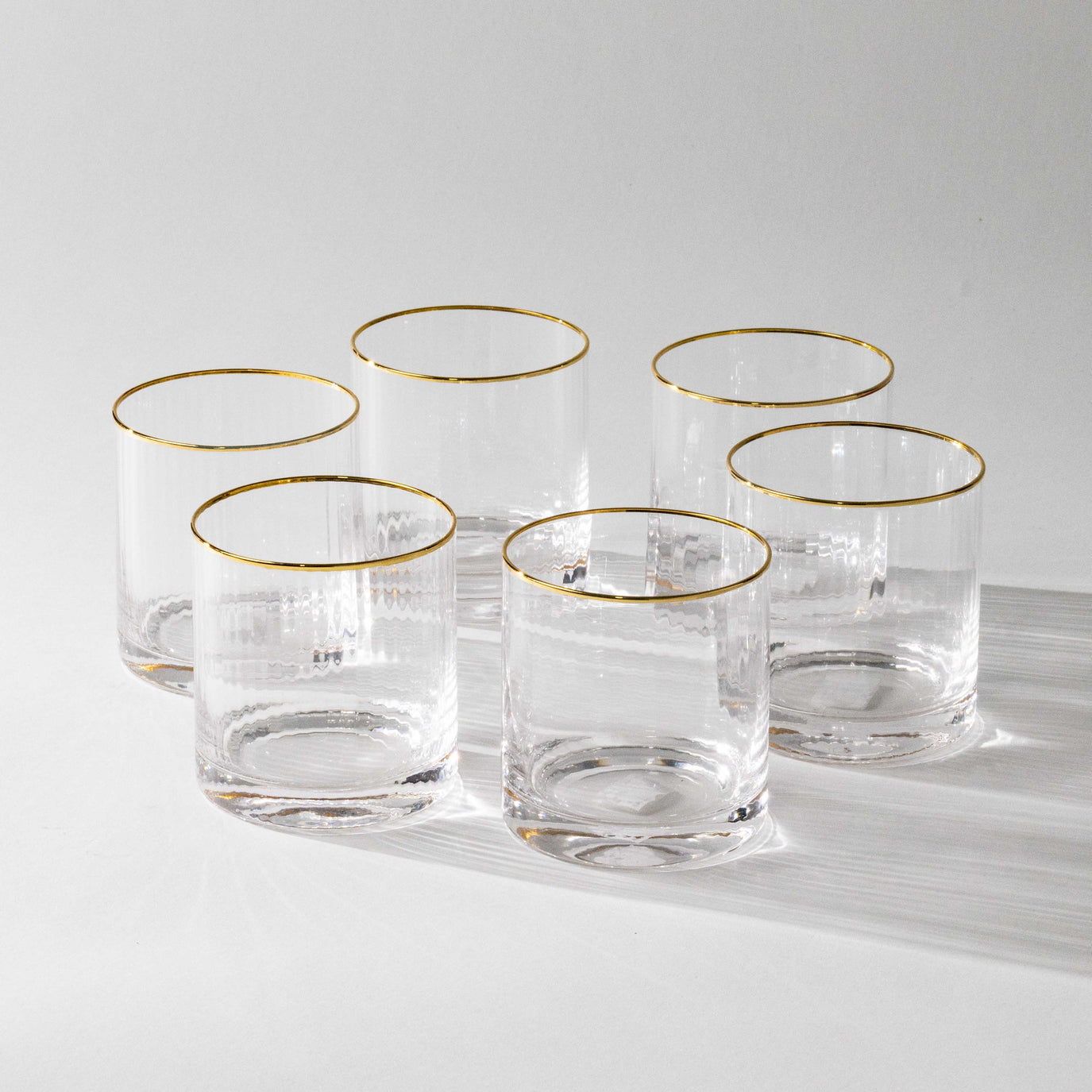 Optic Drinking Glass Sets w/ Gold Rim – Modern Locke
