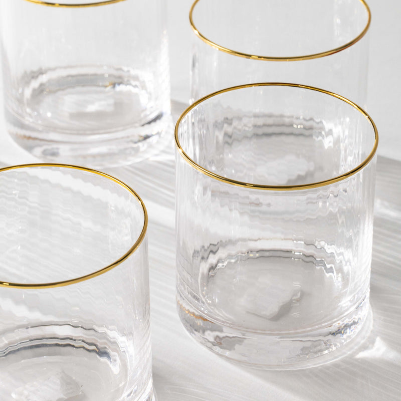 Optic Drinking Glass Sets w/ Gold Rim – Modern Locke